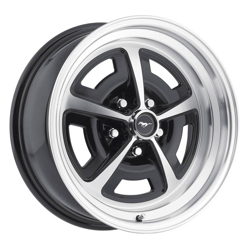 64 - 73 Mustang 17x7 Magnum 500 Alloy Wheel- Gloss Black/ Machined